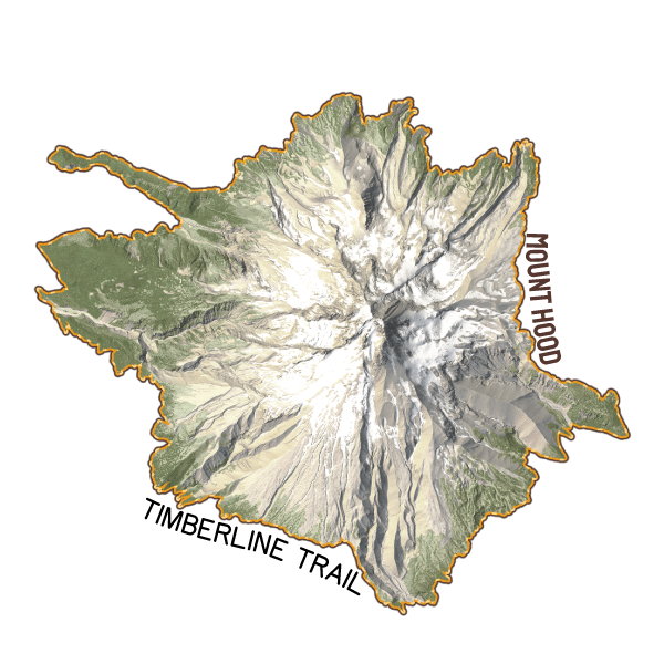 Timberline Trail Mt. Hood Terrain Sticker – Elevation Changes Cartographic